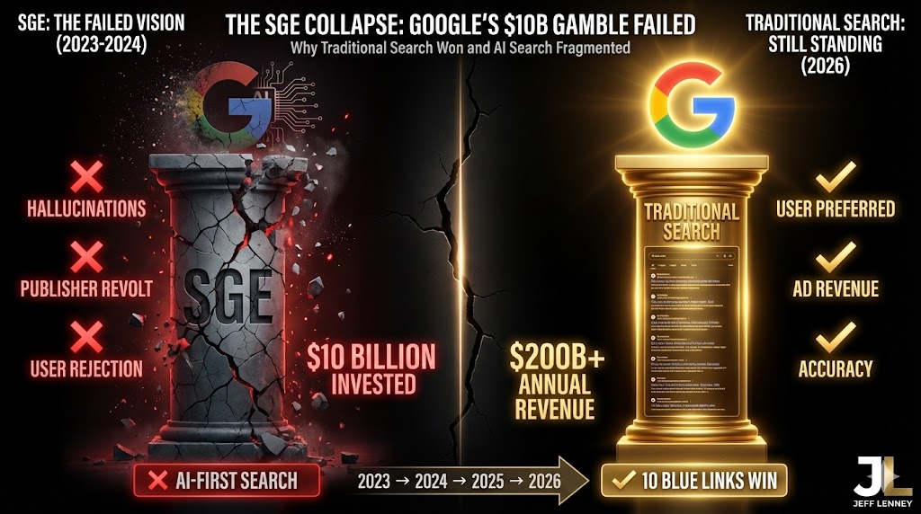 The SGE Collapse: Google's $10 Billion AI Search Failure | Jeff Lenney